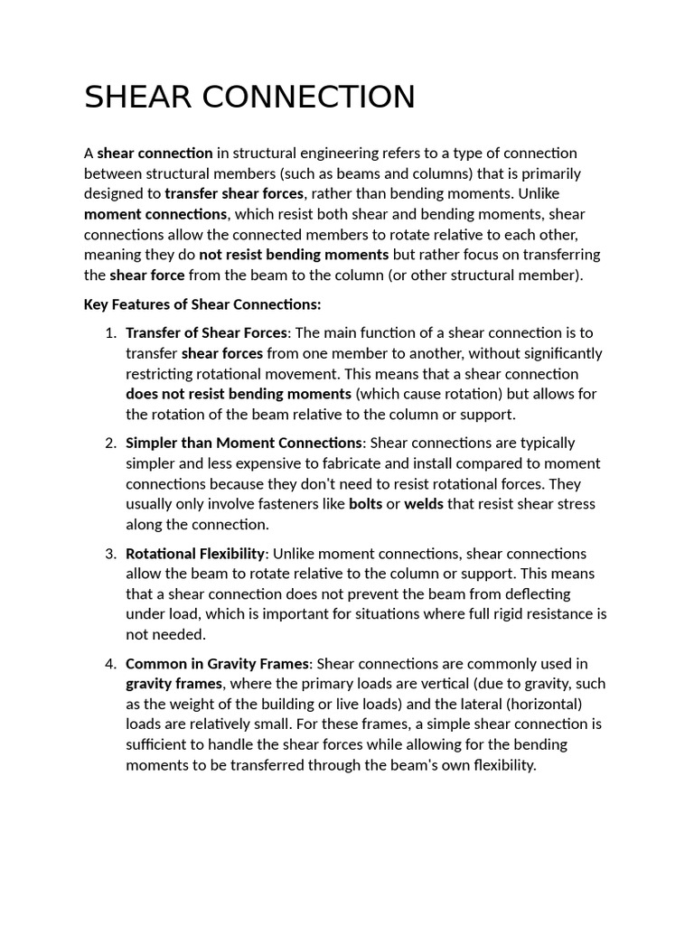 SHEAR CONNECTION | PDF | Beam (Structure) | Bending