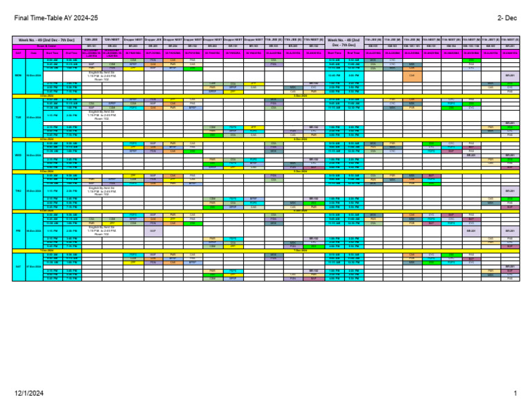 2024-25 Final Exam Time Table | PDF