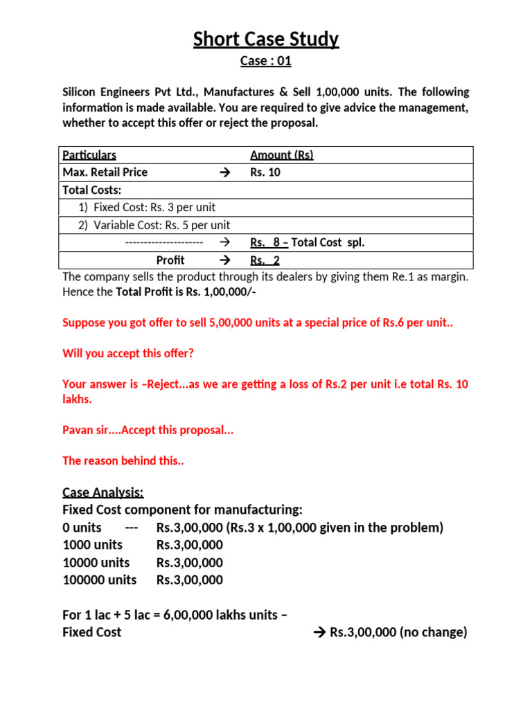 short case study | PDF | Profit (Economics) | Market (Economics)