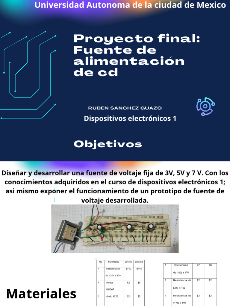 Proyecto Final Fuente de Alimentación de CD | PDF | Diodo | Rectificador