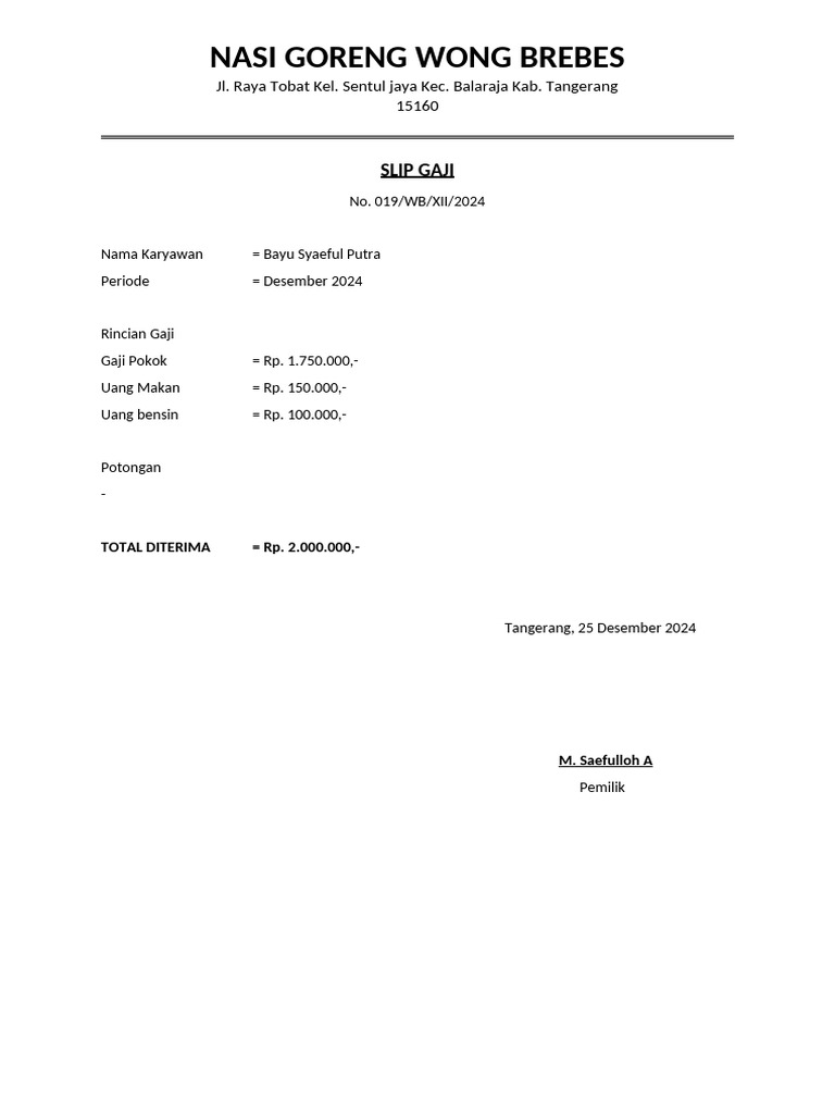 Slip Gaji Bayu Saeful P | PDF