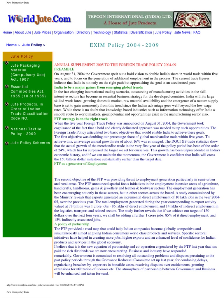 New Exim Policy India | PDF | Exports | Electronic Data Interchange