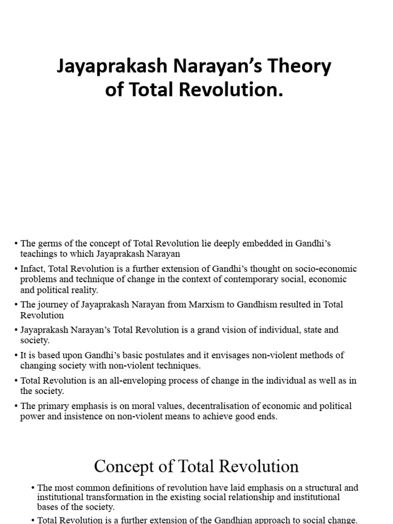 Jayaprakash Narayan-S Theory of Total Revolution | PDF | Political Science