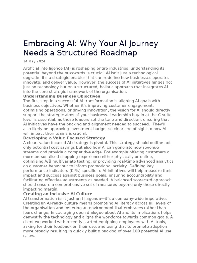 Why Your AI Journey Needs A Structured Roadmap | PDF | Artificial ...