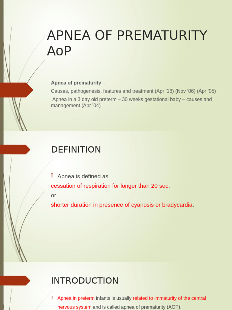 Apnea of Prematurity | PDF | Preterm Birth | Medical Specialties