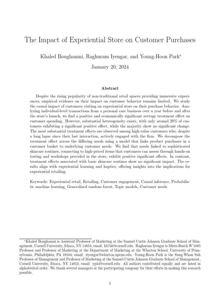 The Impact of Experiential Store On Customer Purchases | PDF