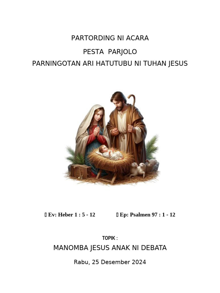 Tema Natal HKBP: Manomba Jesus | PDF