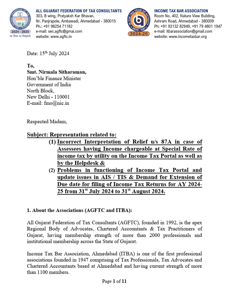 Income Tax Relief Representation 2024 | PDF | Tax Refund | Taxes