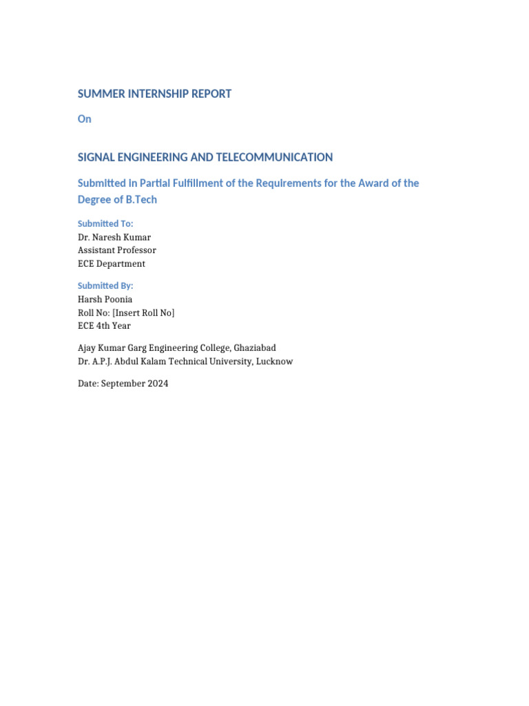 Completed Internship Report Harsh Poonia | PDF | Fiber Optic ...