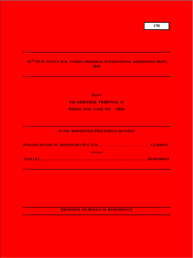 2024 NLIU Arbitration Moot Memorial | PDF | Arbitration | Jurisdiction