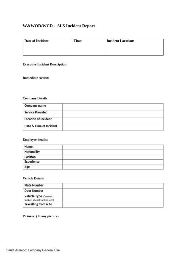 SLS Incident Report Template | PDF