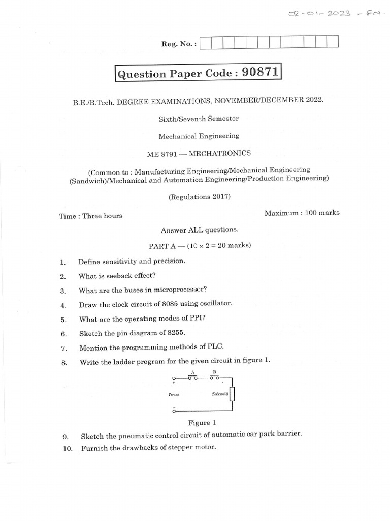 ME8791 - Mechatronics - R2017 - 2022 Nov | PDF