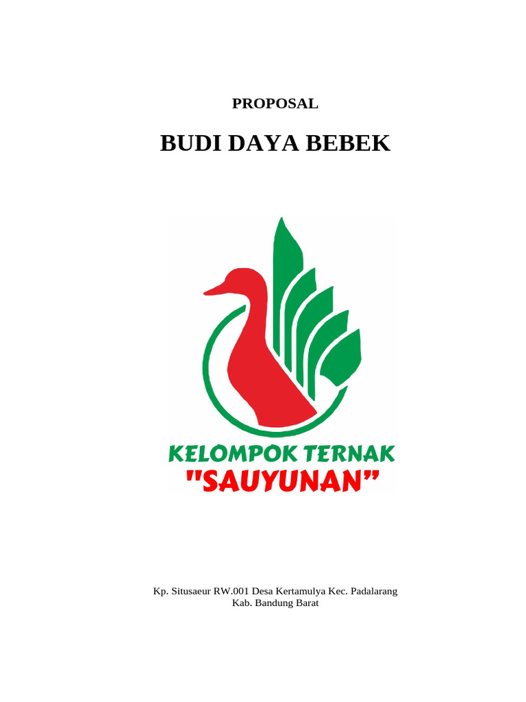 Proposal Budi Daya Ternak Bebek Situ Saeur | PDF