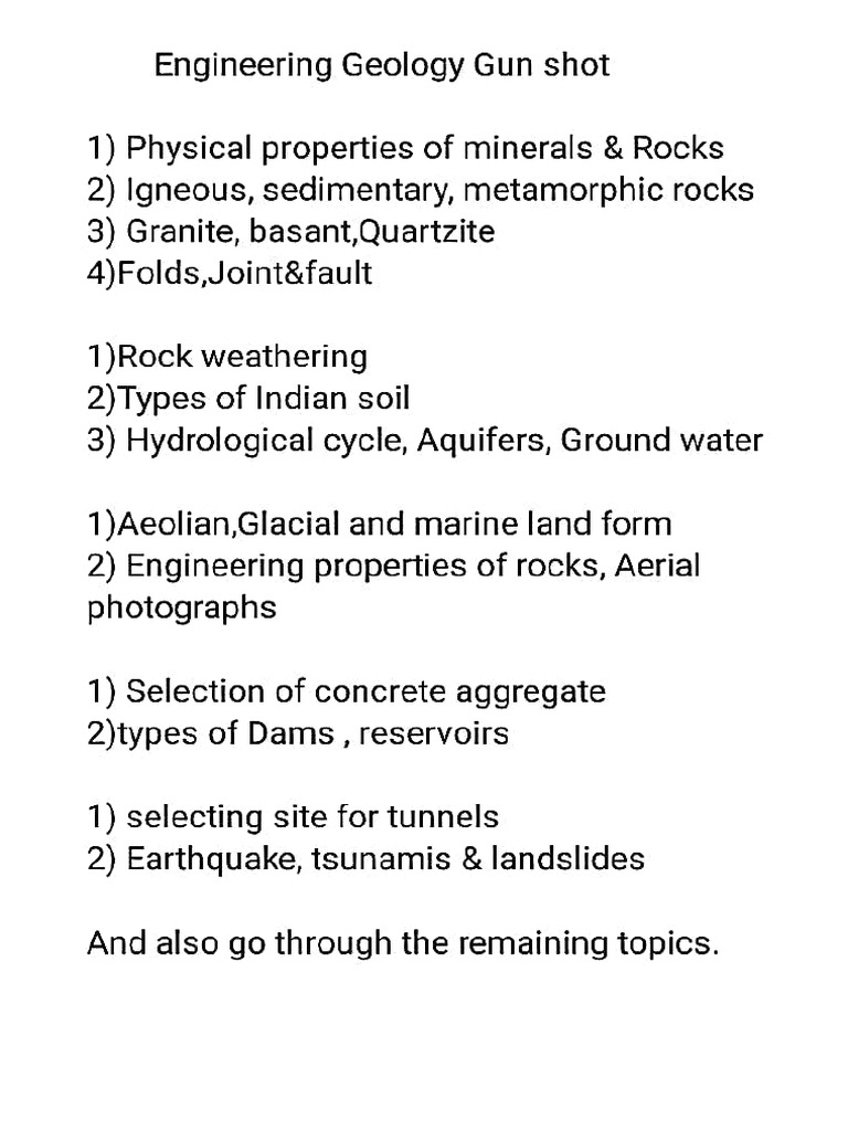 Engineering Geology 09-09-2024 | PDF