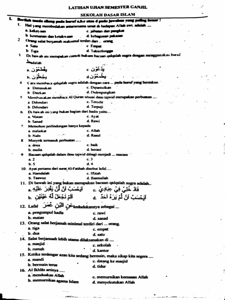Latihan Soal Asesmen Sumatif Alquran Hadits Kelas 3 | PDF