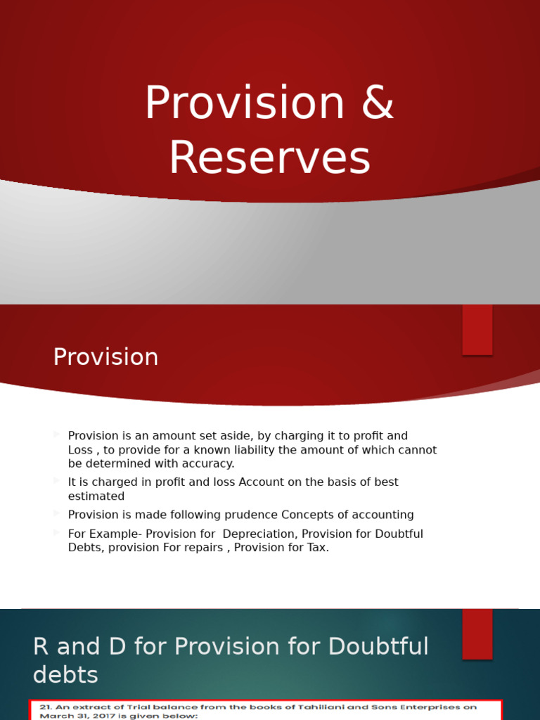 Provision and Reserves | PDF | Revenue | Debenture