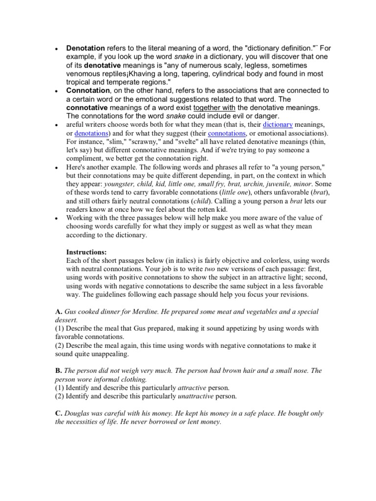 Connotation Denotation Pdf