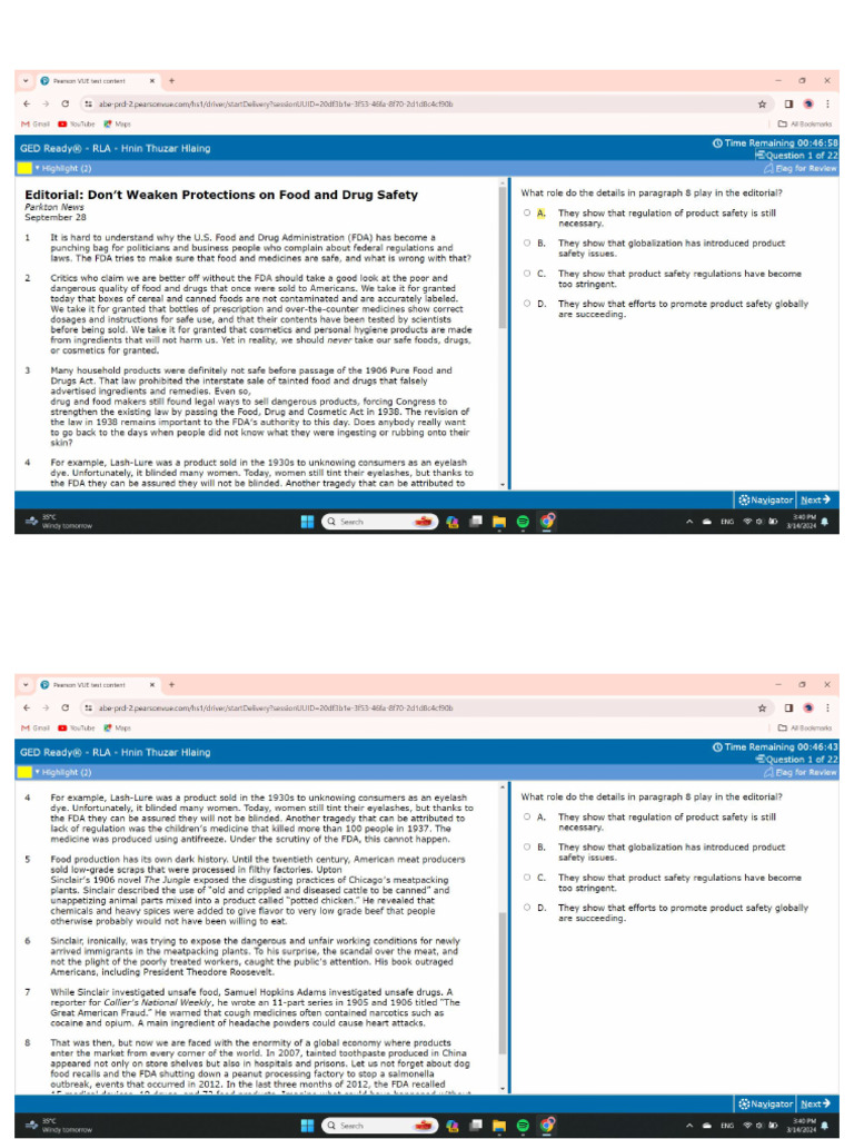 Rla Ready Test 14.3.2024 | PDF