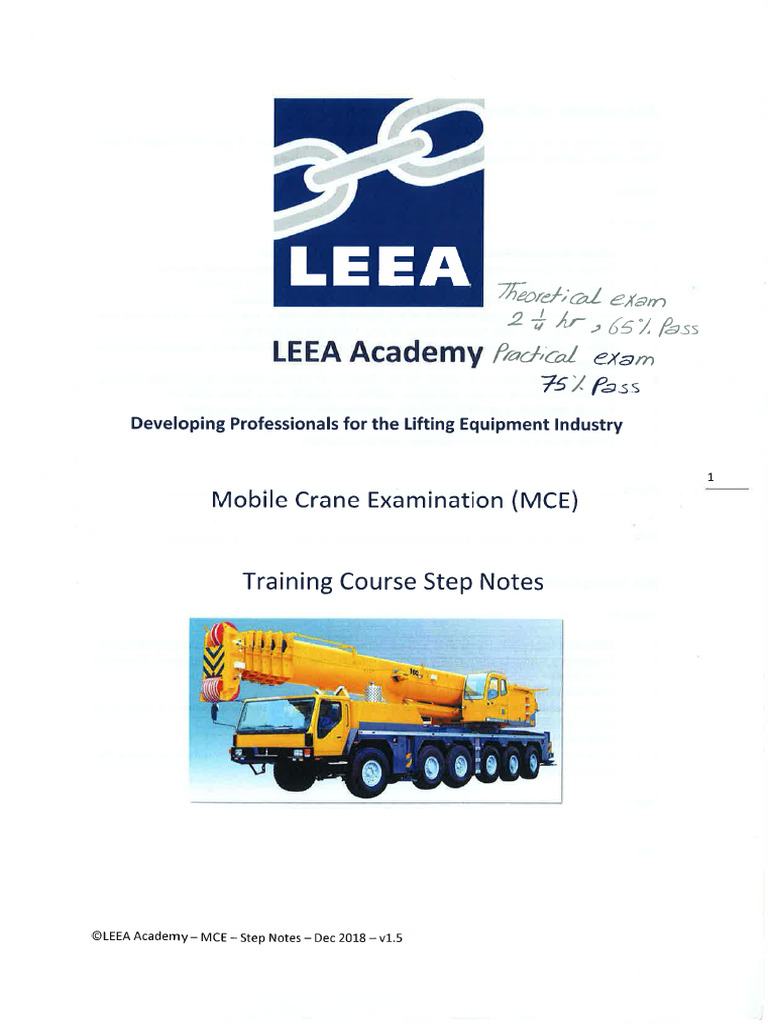 LEEA 8 - Mobile Cranes Examination (MCE) - 2018 | PDF