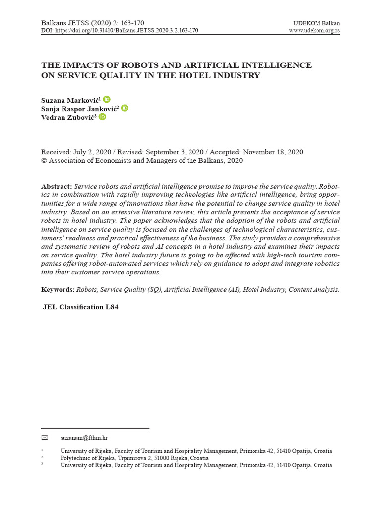 The Impacts of Robots and Artificial Int | PDF | Robot | Robotics