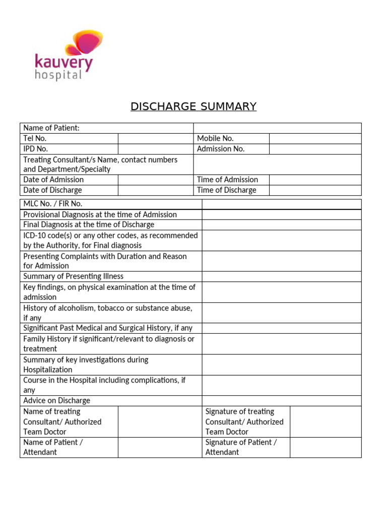 Standard_Discharge_Card | PDF
