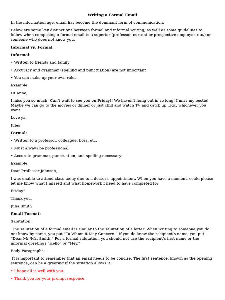 Writing A Formal Email Pdf Marketing Human Communication