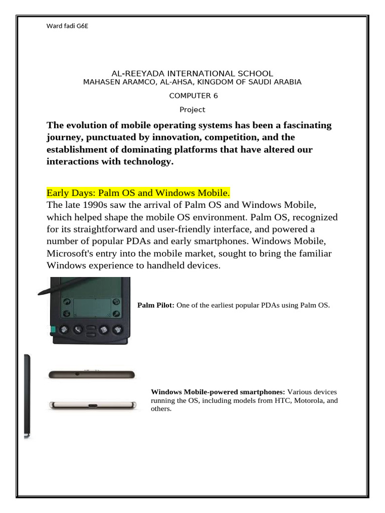 Evolution of Mobile Operating Systems | PDF | Smartphone | Android (Operating System)