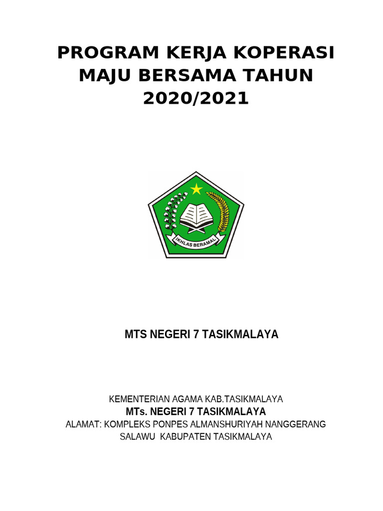 Program Kerja Koperasi 2021 | PDF