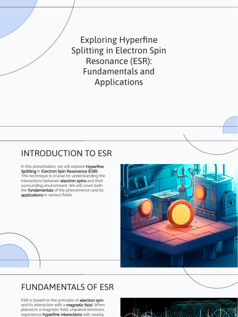 Hyperfine Splitting in ESR Spectroscopy Muthuram | PDF