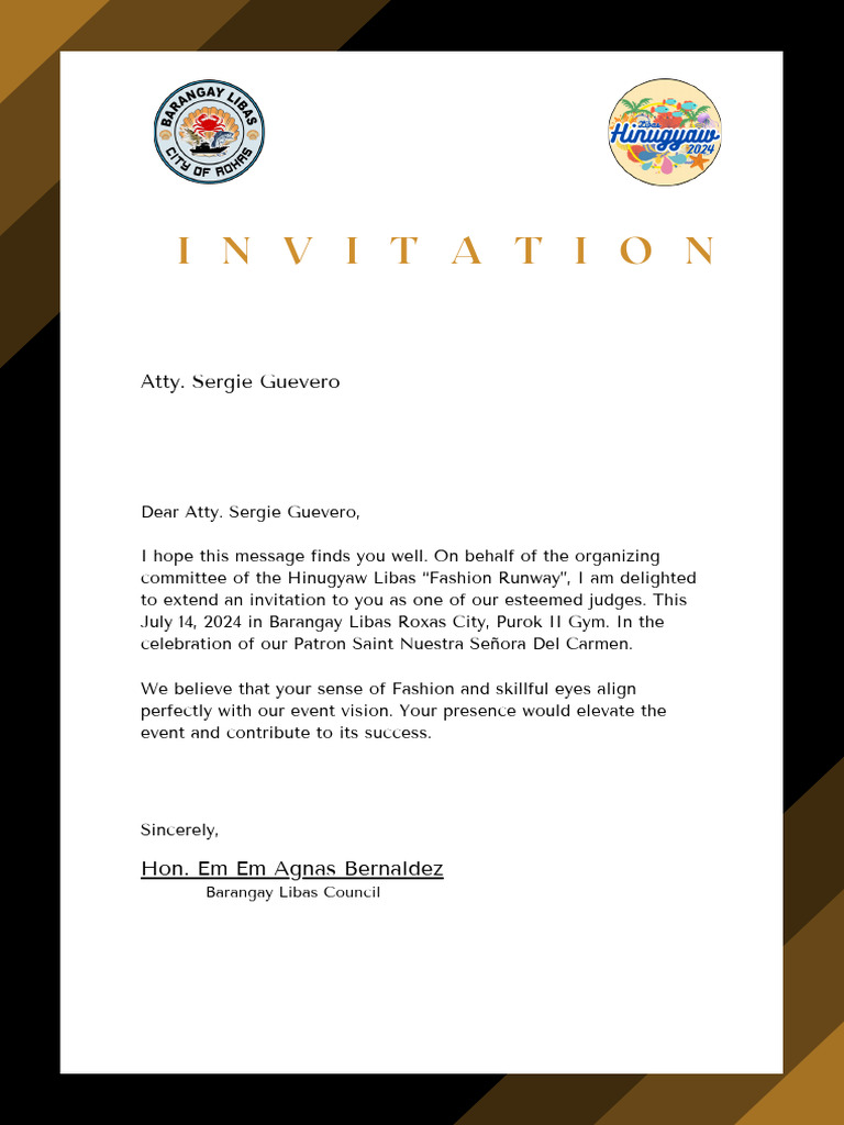Invitation to Judge Hinugyaw Libas Fashion Runway | PDF