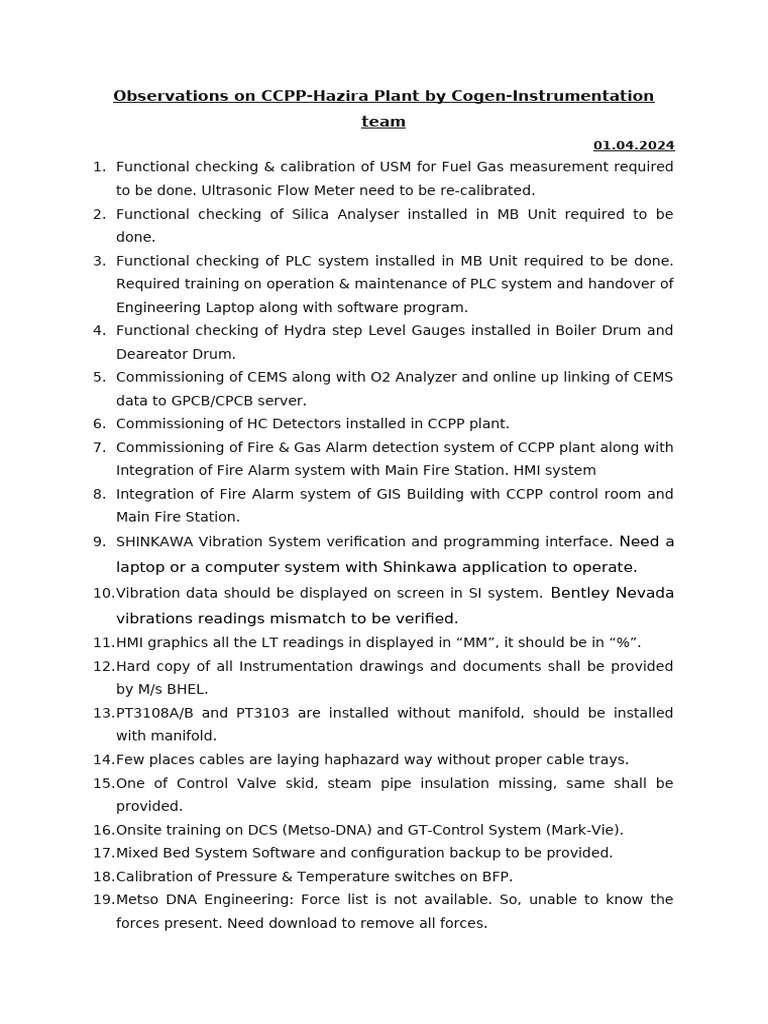 CCPP Punch Points (01.04.2024) | PDF | Valve