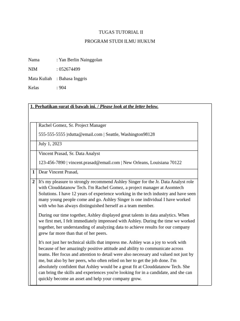 TUGAS TUTORIAL II Bhs Inggris | PDF