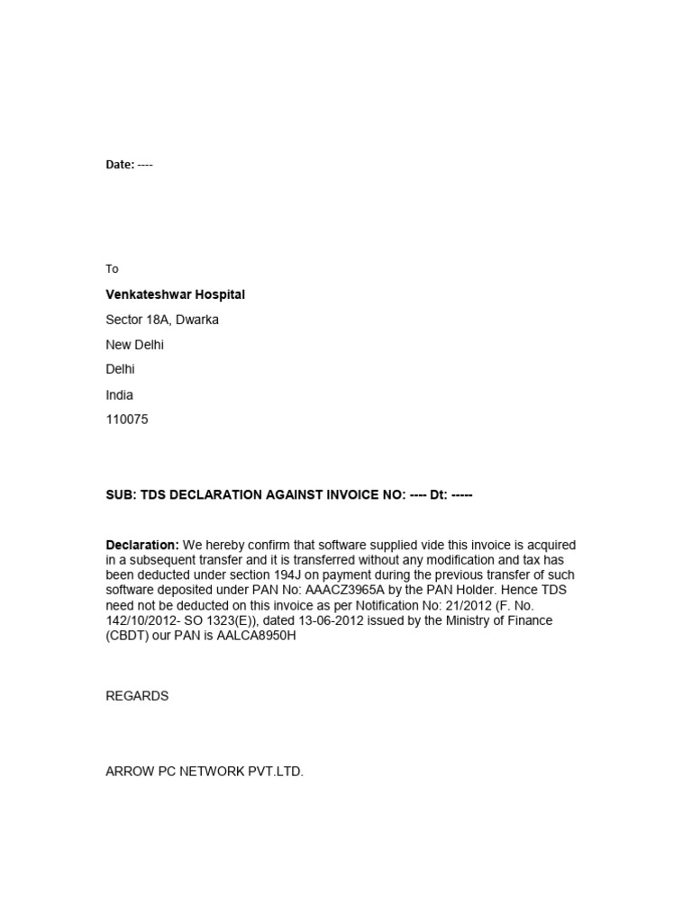 Tdsdeclaration Format | PDF