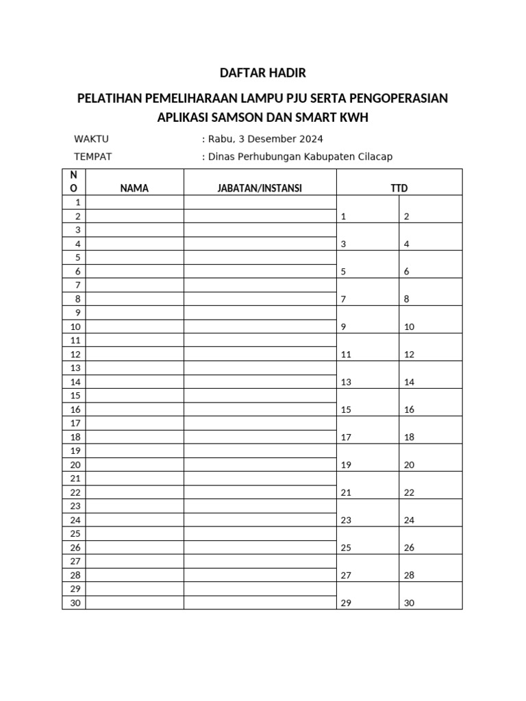 DAFTAR HADIR KERJA PRAKTEK MAGANG | PDF