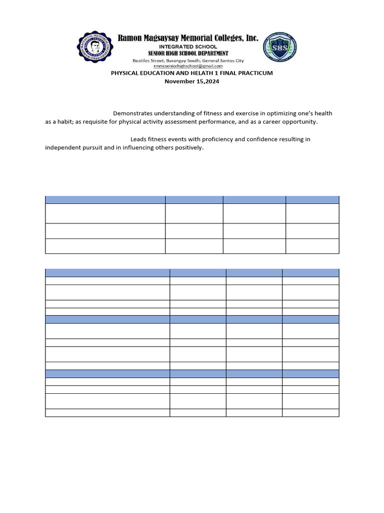 PE-1-FINAL-PRACTICUM-CHECK-LIST-RUBRIC | PDF | Physical Fitness ...