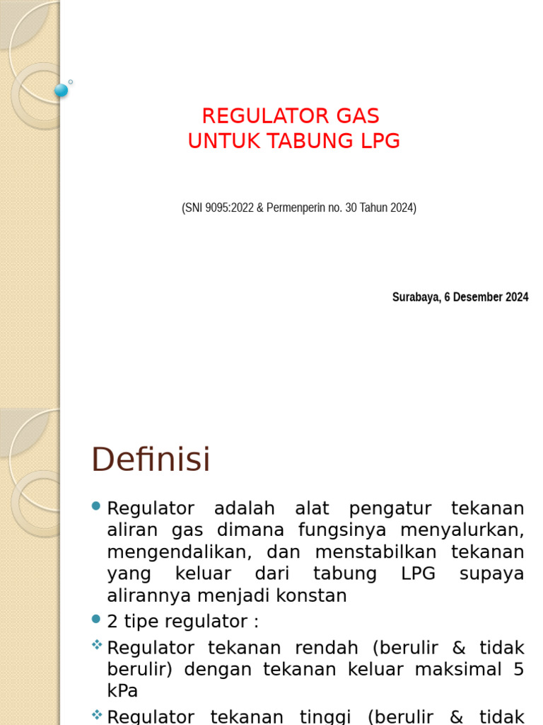 Spesifikasi Regulator Gas LPG 2024 | PDF