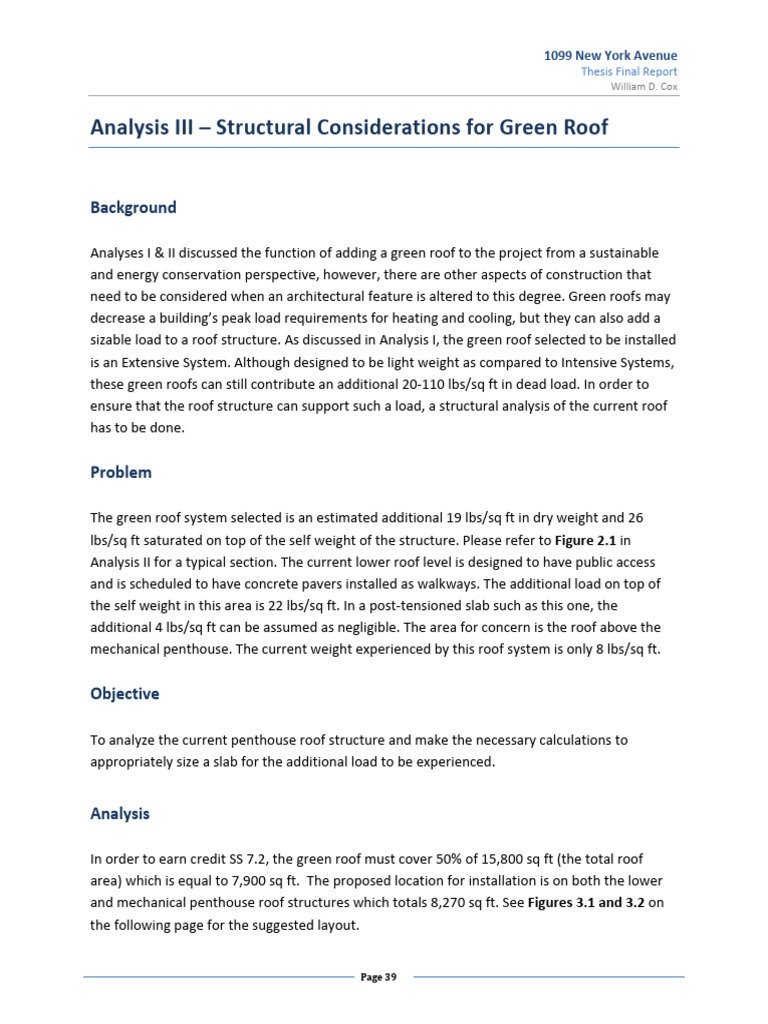 Analysis III - Structural Considerations for Green Roofs | PDF | Roof ...
