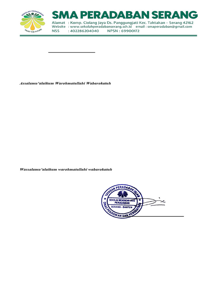 010 Surat Permohonan Kunjungan | PDF