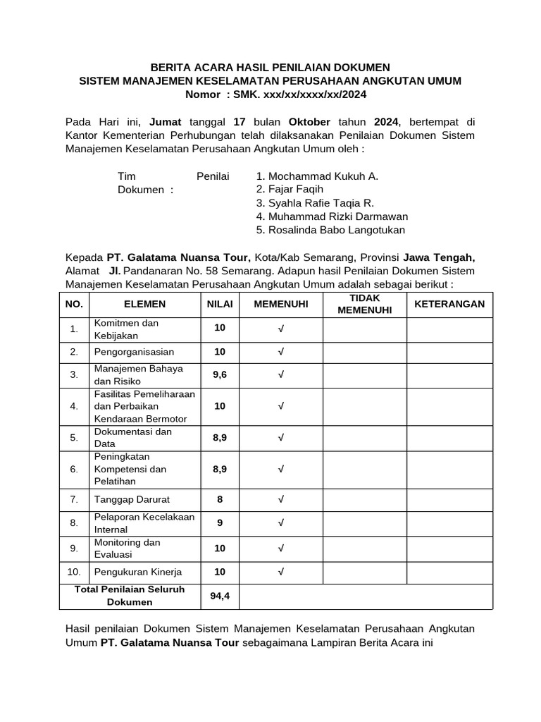 BERITA ACARA HASIL PENILAIAN KELOMPOK 6 | PDF