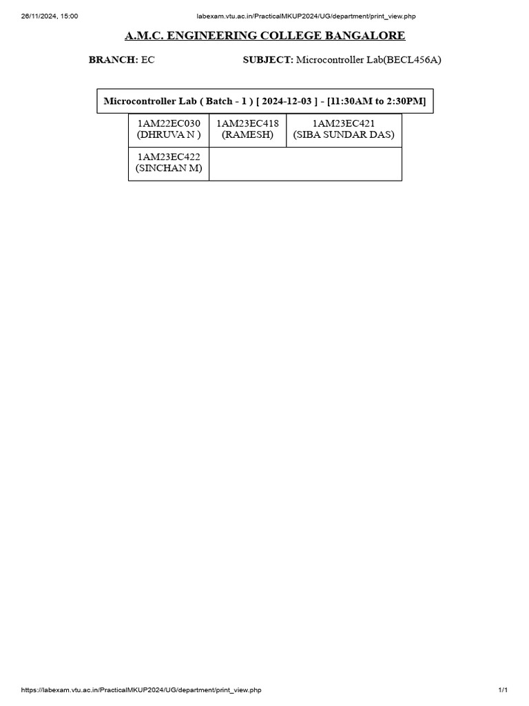 BECL456A-Microcontroller Lab Make Up Exam | PDF