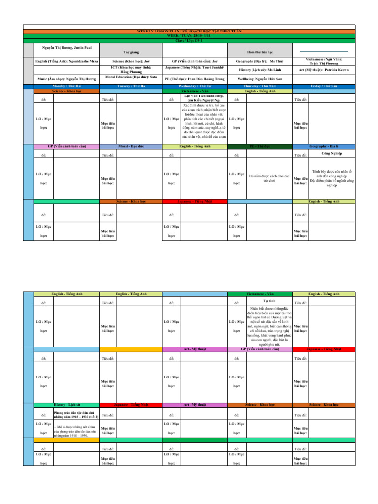 Weekly Plan C9-1 (28.10) | PDF