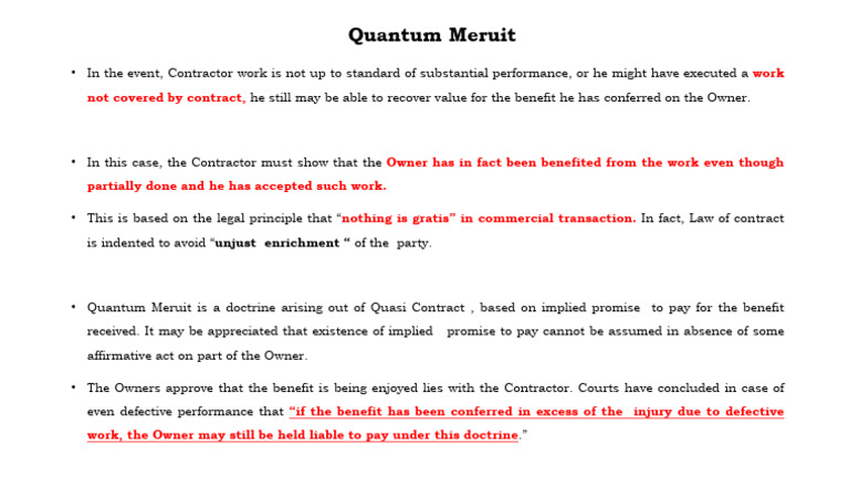 Legal Doctrine - Brief No 2 - Doctrine of Quantum Meriut | PDF