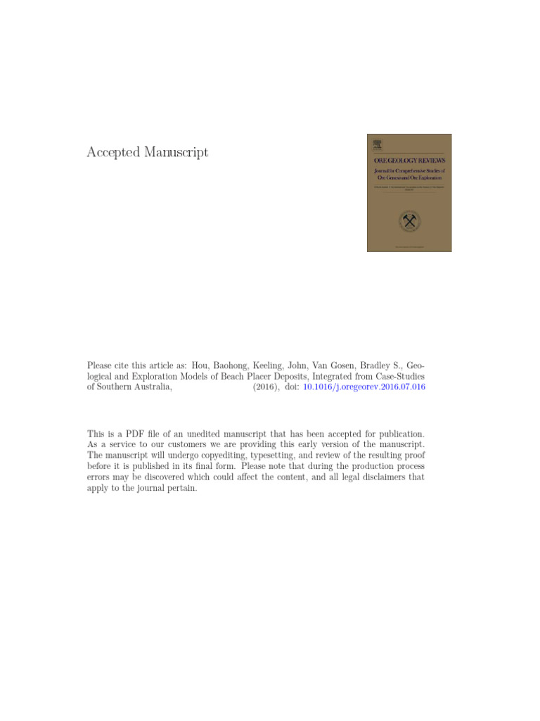 Geological and Exploration Models of Beach Placer Deposits, Integrated ...