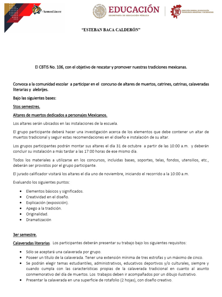 Festival del Día de Muertos 2024 en CBTIS 106 | PDF