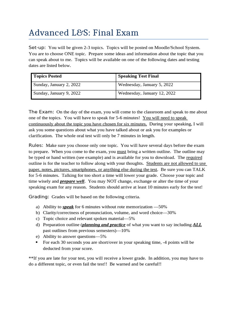 Advanced Speaking Test 2021 Larger Class | PDF