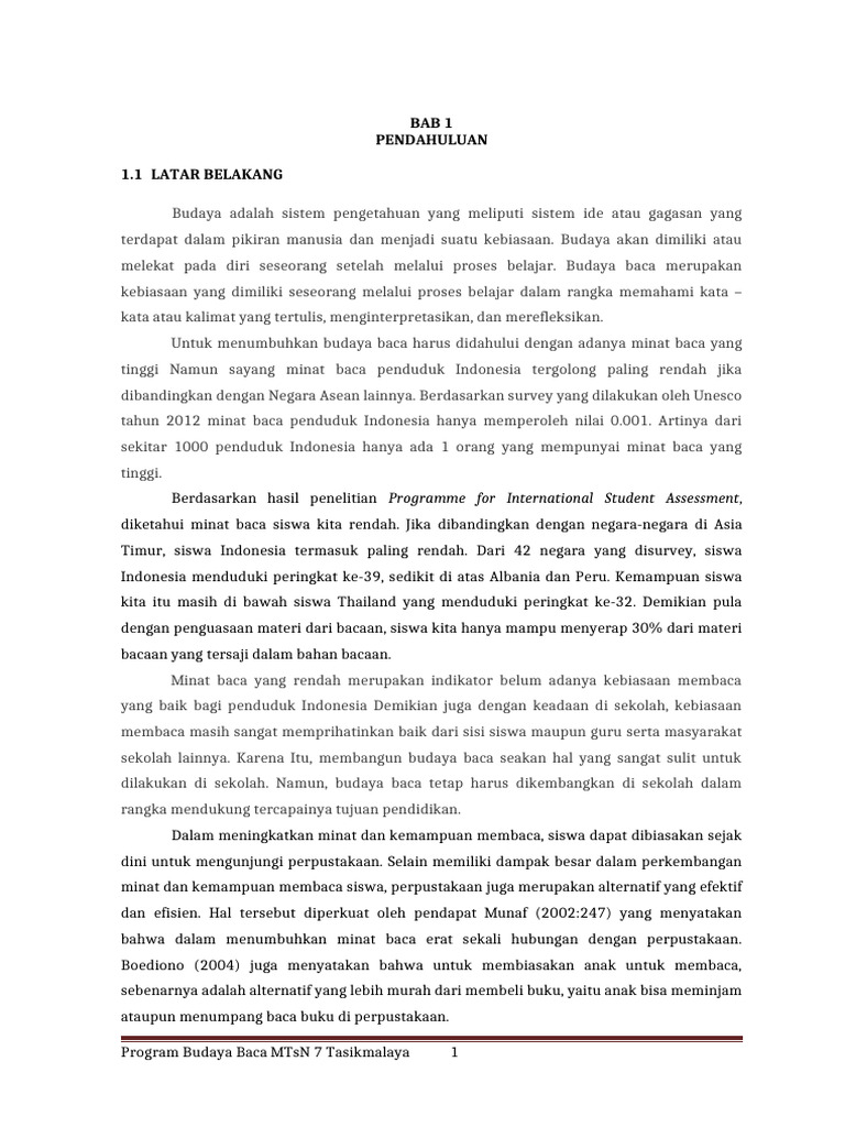 Program Budaya Baca MTsN SPA | PDF