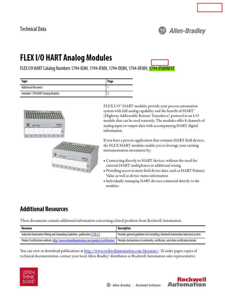 7 - 1794 Flex I-O Hart Analog Modules | PDF | Analog To Digital ...