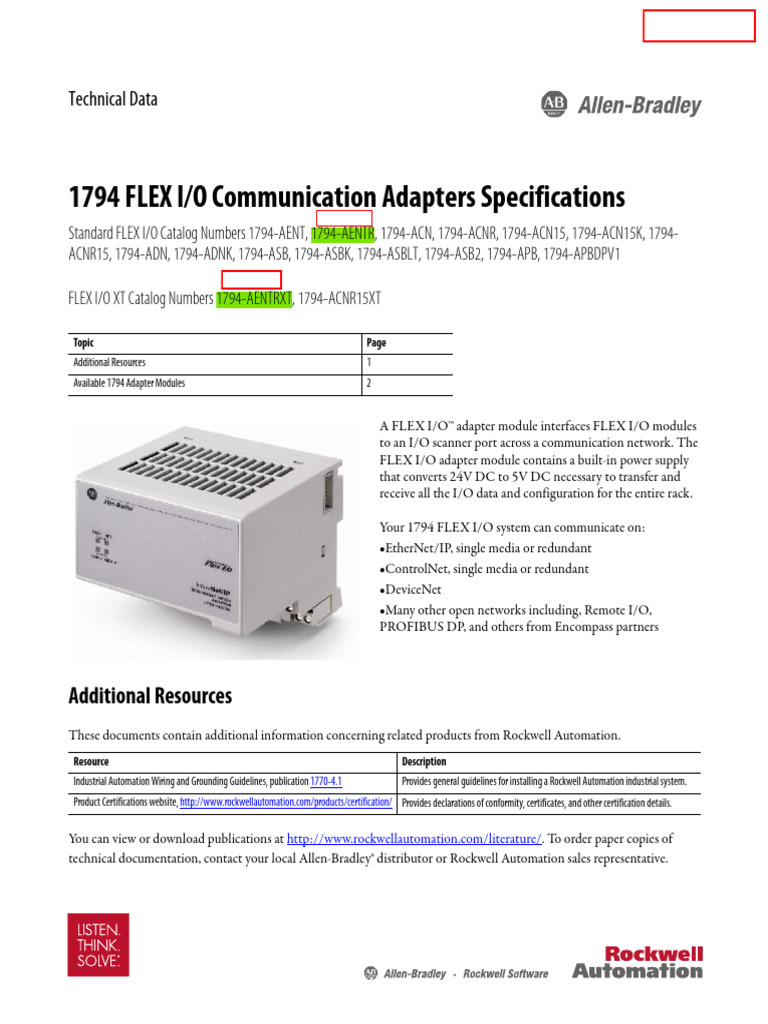 4,14 - 1794 FLEX I-O Communication Adapters | PDF | Computer Network ...