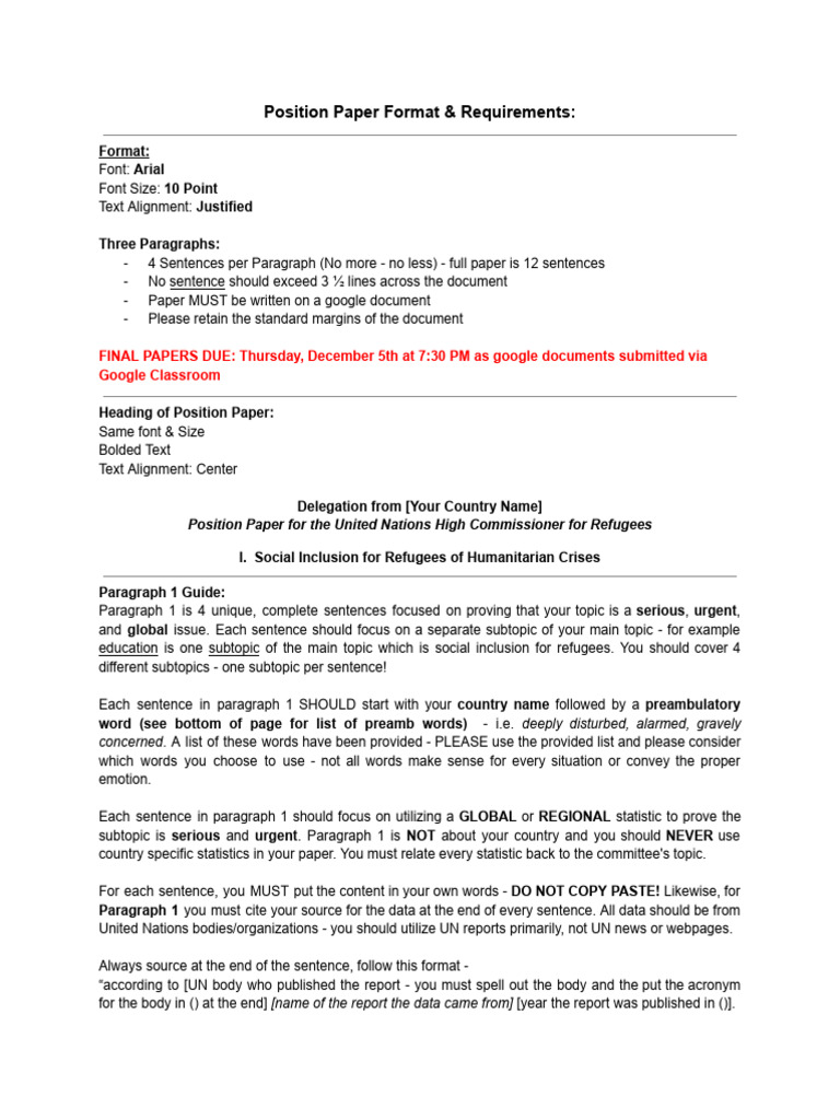 Position Paper Guide ASLMUN | PDF | Intergovernmental Panel On Climate ...
