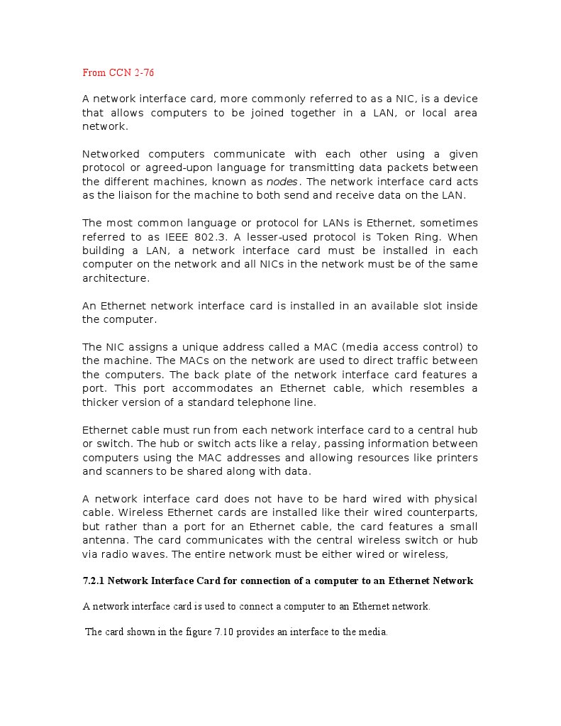 From CCN 2-76: 7.2.1 Network Interface Card For Connection of A ...